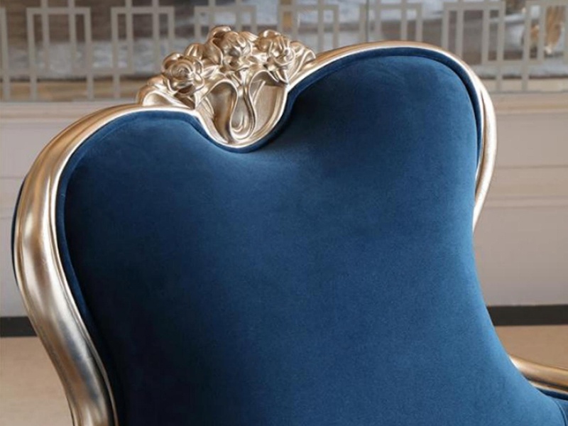 Elegant classic simple French Blue Velvet Fabric Chiar