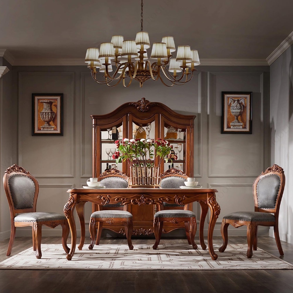 Chinese Furniture Factory Classic Style Wooden Carved Rectangle Dining ...